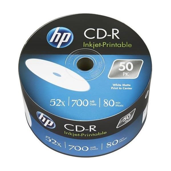 CD-R HP 700Mb 52x IJ Print (50 pack Cakebox) (69301/CRE00070WIP-3 ...
