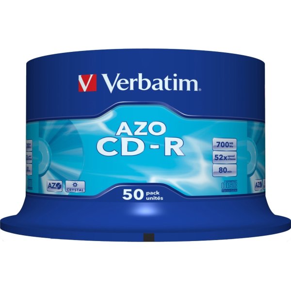 CD-R Verbatim AZO Crystal 700Mb 52x (50 Pack Cakebox) (43343) купить | ELMIR - цена, отзывы ...