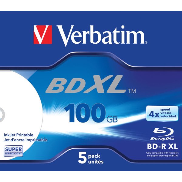 BD-R XL Verbatim 100Gb 4X Wide White Inkjet Printable (5 Pack Jewel Case) (43789) купить | ELMIR ...