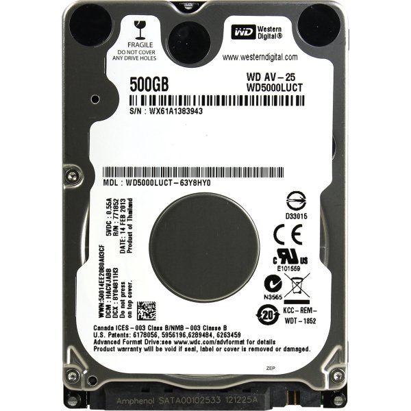 Жорсткий диск 2.5" SATA 500GB WD AV-25 (WD5000LUCT) Refurbished купити ...