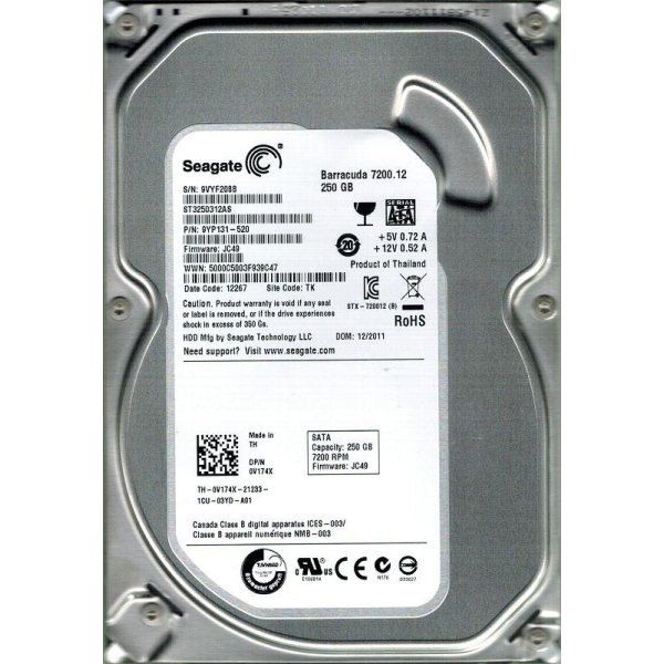 Жесткий диск 3.5" SATA 250GB Seagate Barracuda (ST3250312AS ...