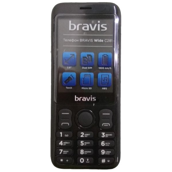 Мобильный телефон Bravis C281 Wide Dual Sim Black купить | ELMIR - цена, отзывы, характеристики