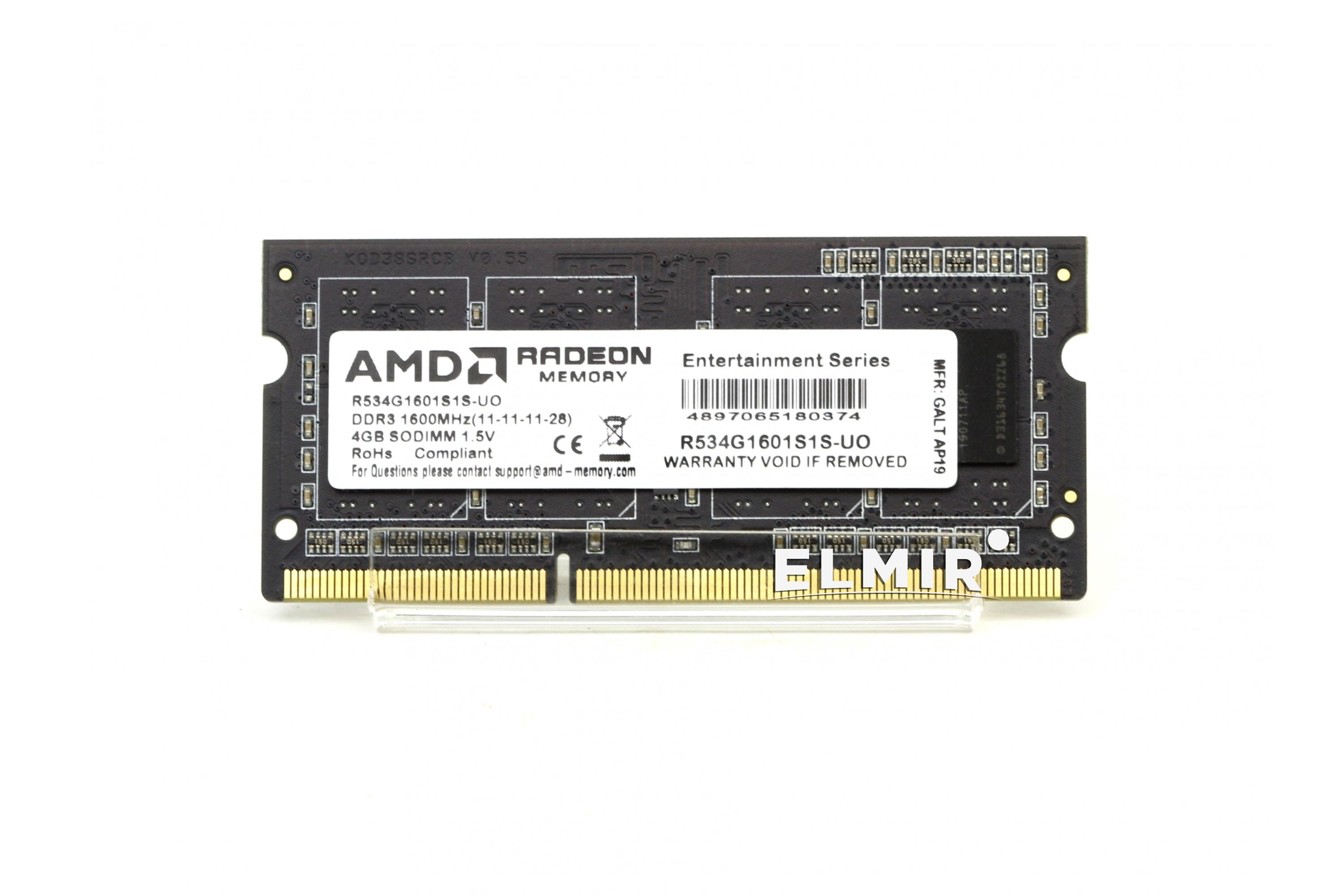Модуль памяти SO-DIMM DDR3 4GB 1600MHz AMD (R534G1601S1S-UOBULK) купить ...